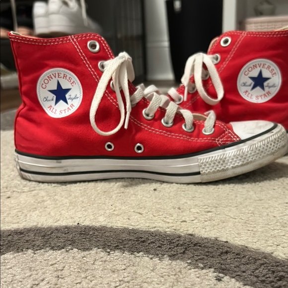 Converse | Shoes | Converse Red Hightop Sneakers | Poshmark